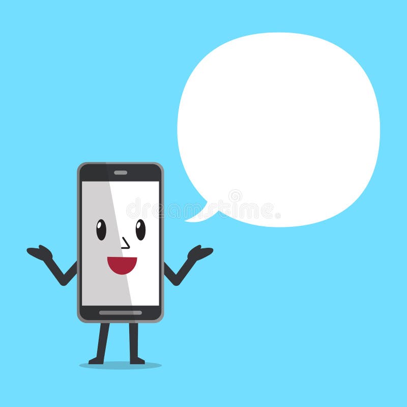 Cartoon Smartphone with Speech Bubble Stock Vector - Illustration of ...