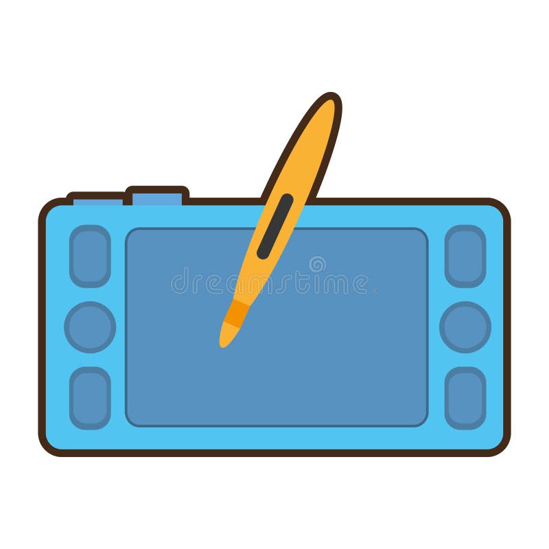 Cartoon Smartphone Technology Pen Digital Stock Vector - Illustration ...