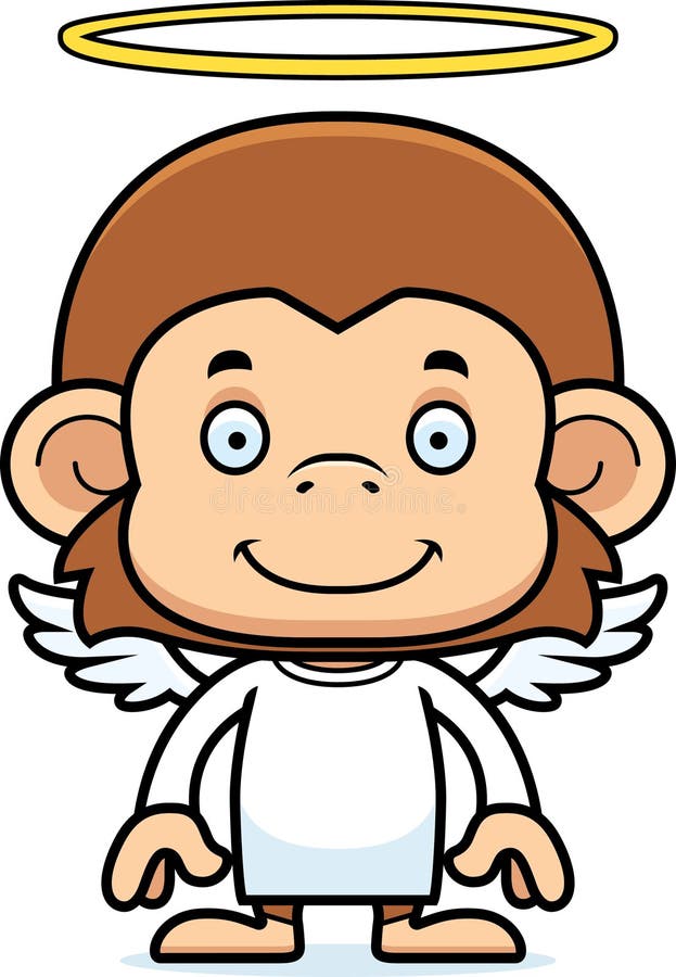 Cartoon Smiling Angel Monkey Stock Vector - Illustration of graphic ...