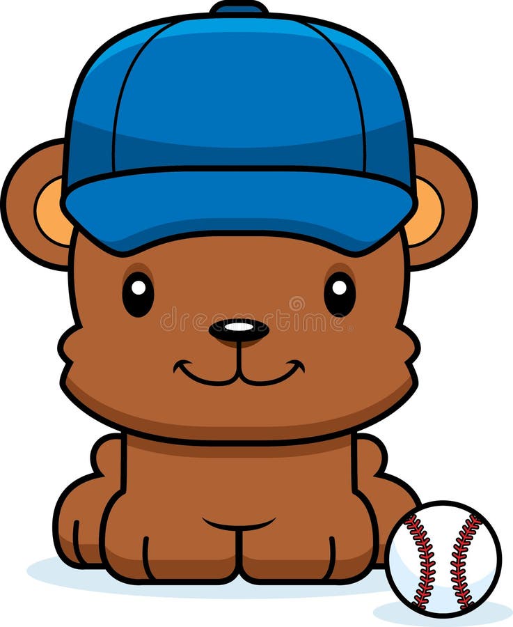 Cartoon Smiling Baseball Player Bear Stock Vector - Illustration of ...