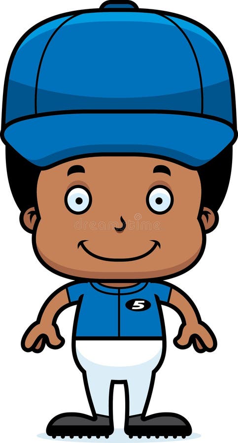 Cartoon Smiling Baseball Player Boy Stock Vector - Illustration of ...