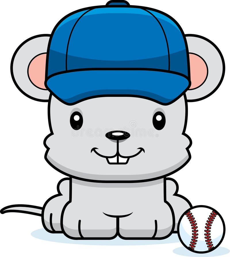 Cartoon Smiling Baseball Player Mouse Stock Vector - Illustration of ...