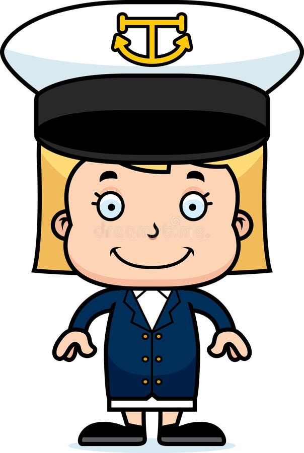 Cartoon Smiling Boat Captain Girl Stock Vector - Illustration of child ...