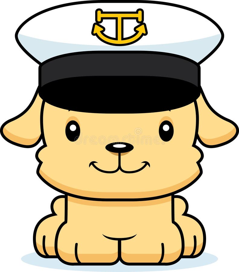 Cartoon Smiling Boat Captain Puppy Stock Vector - Illustration of navy ...