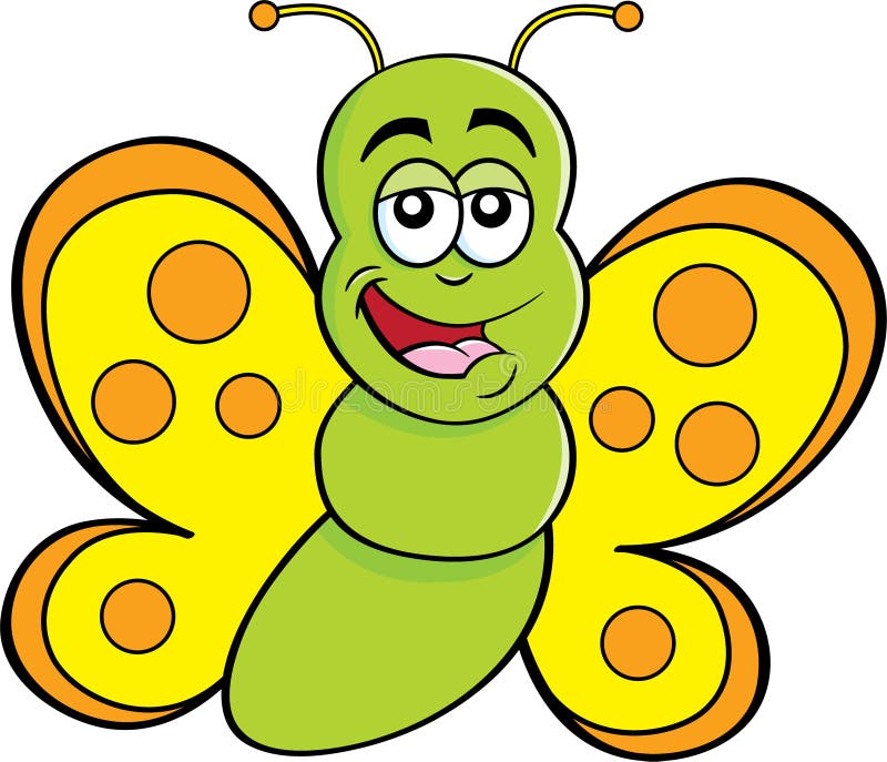 Smiling Butterfly Coloring Book Stock Vector - Illustration of ...