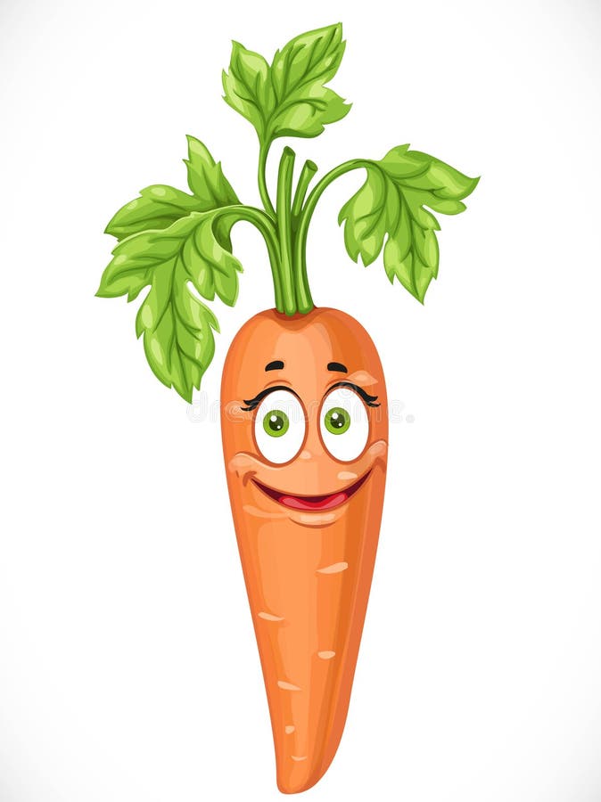 Cartoon Smiling Carrot Isolated on White Background Stock Vector ...