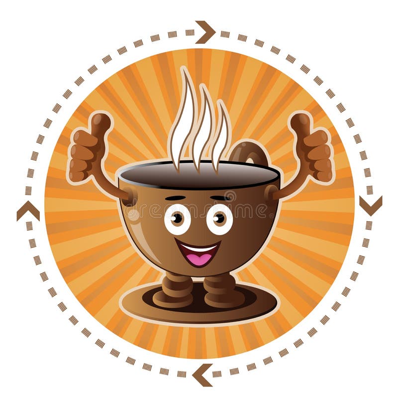 Cartoon Smiling Coffee Cup Icon Stock Vector - Illustration of smile ...