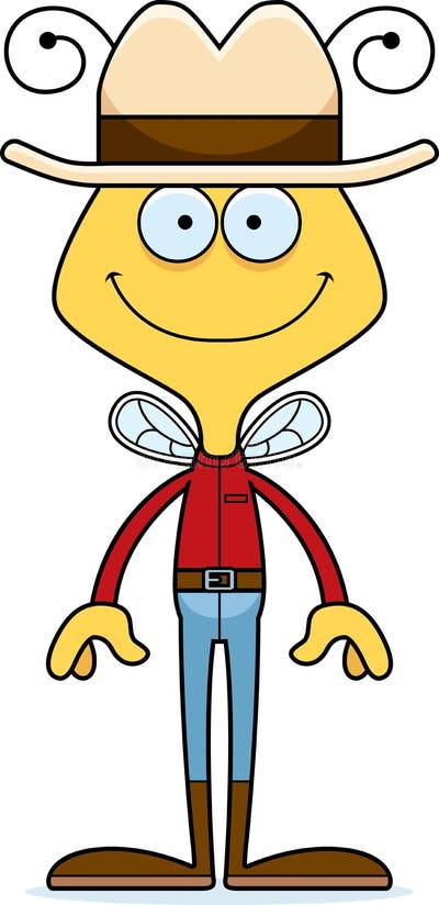 Cartoon Smiling Cowboy Bee stock vector. Illustration of clipart - 55429608