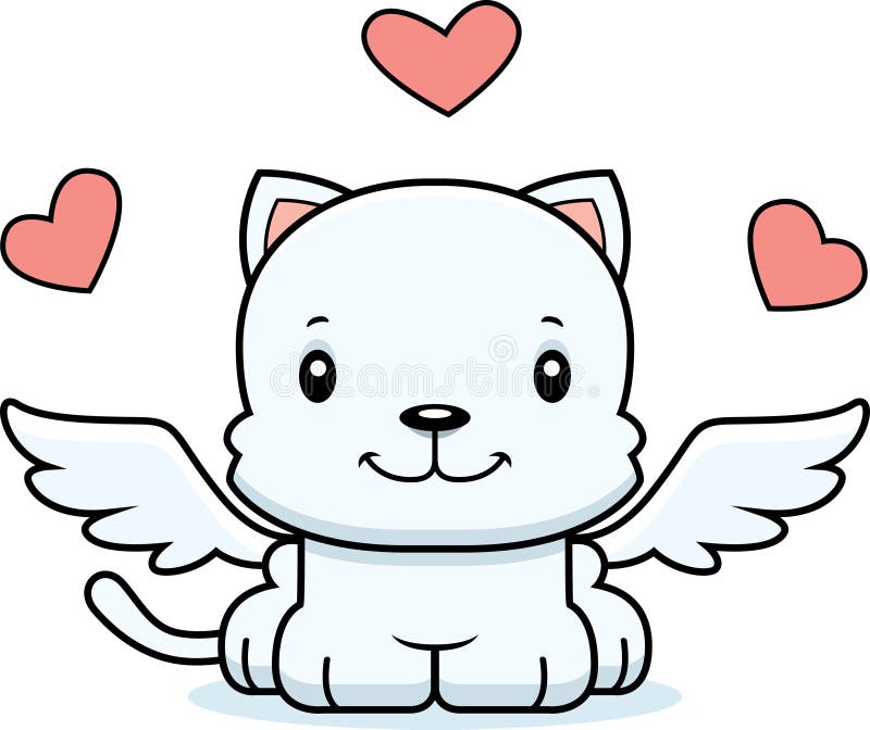 Cartoon Smiling Cupid Kitten Stock Vector - Illustration of cupid ...