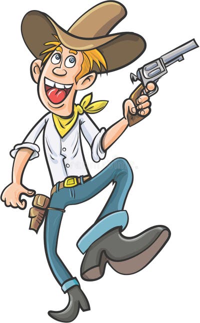 Cartoon Smiling Dancing Cowboy Stock Illustration - Illustration of ...