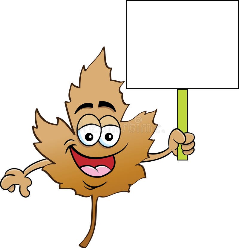 Cartoon Smiling Fall Leaf Holding a Sign. Stock Vector - Illustration ...