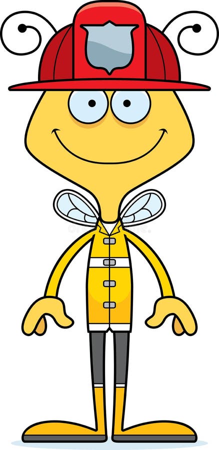 Cartoon Smiling Firefighter Bee Stock Vector - Illustration of graphic ...