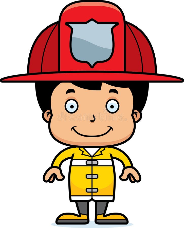 Cartoon Smiling Firefighter Boy Stock Vector - Illustration of clip ...