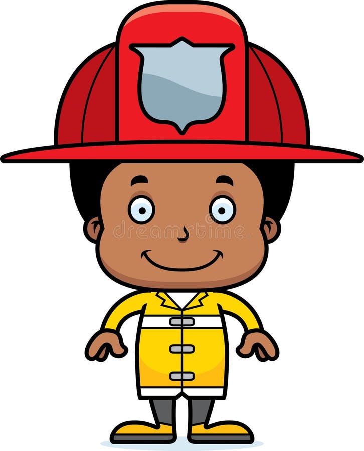 Cartoon Smiling Firefighter Boy Stock Vector - Illustration of cartoon ...