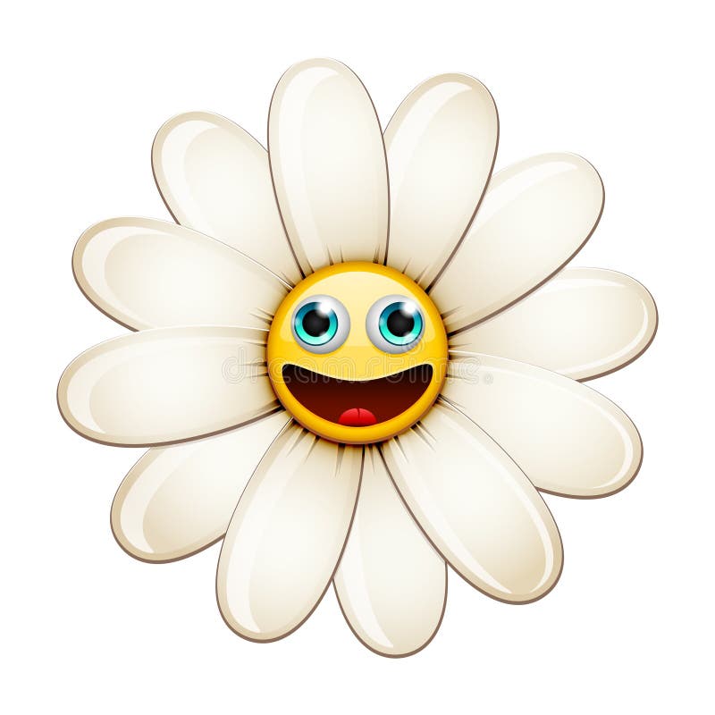 Smiling Flower, Happy Daisy Stock Vector - Illustration of mouth, cute ...
