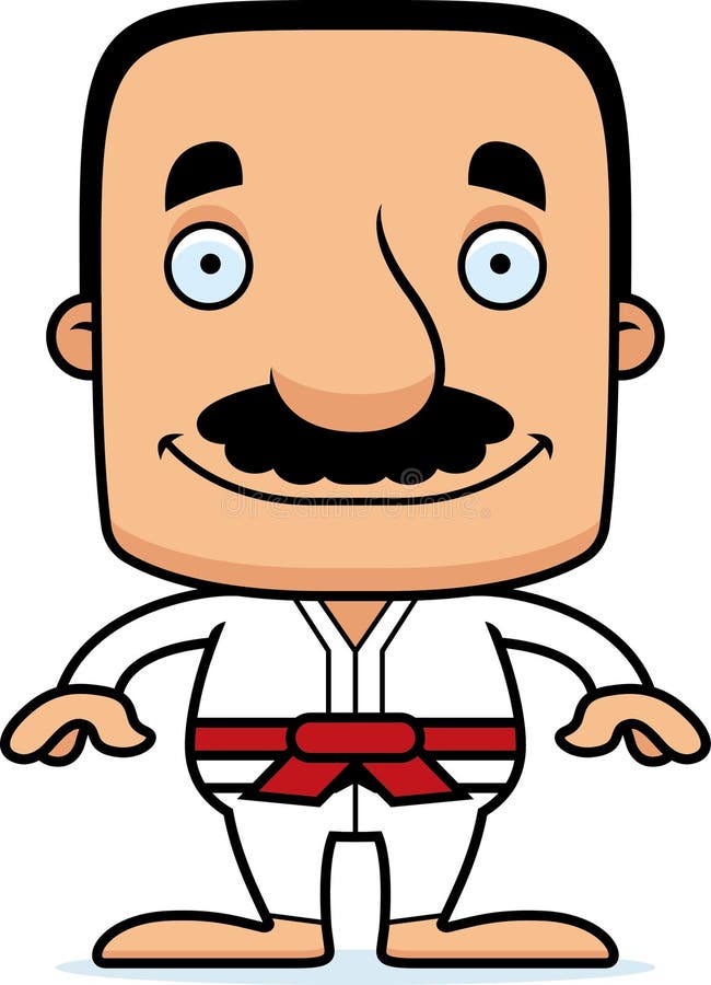 Cartoon Smiling Karate Man stock vector. Illustration of mustache ...