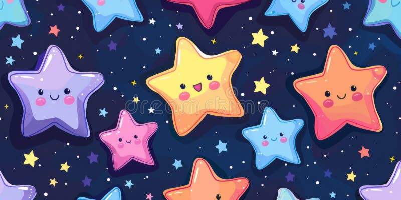 Cartoon Smiling Kid Stars As Background and Pattern Stock Photo - Image ...