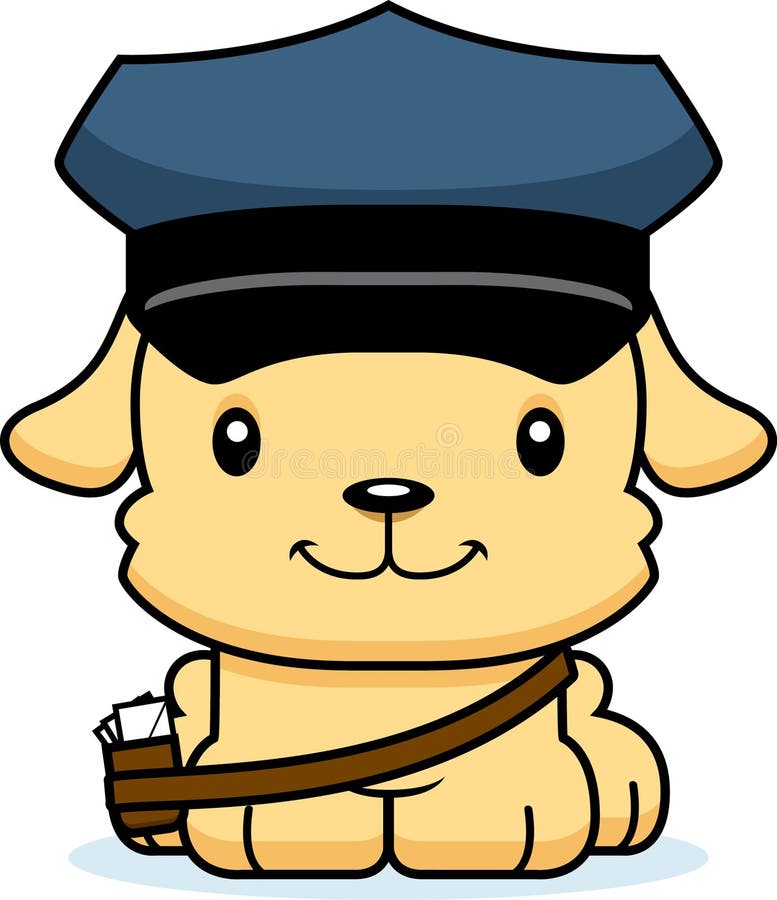 Cartoon Smiling Mail Carrier Puppy Stock Vector - Illustration of clip ...