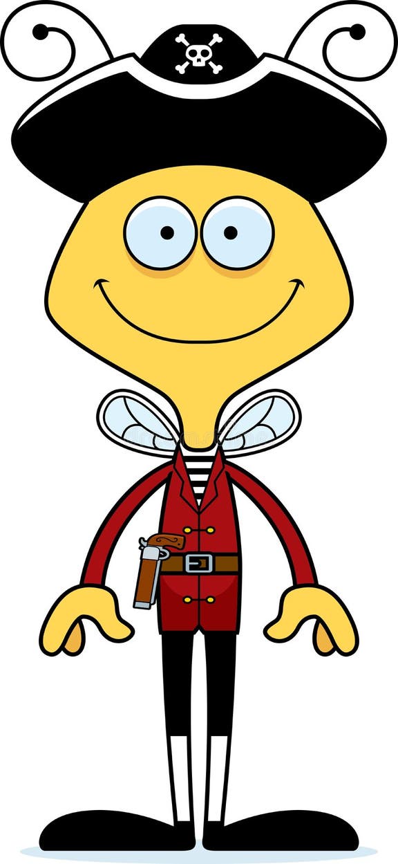 Cartoon Smiling Pirate Bee stock vector. Illustration of graphic - 55429977