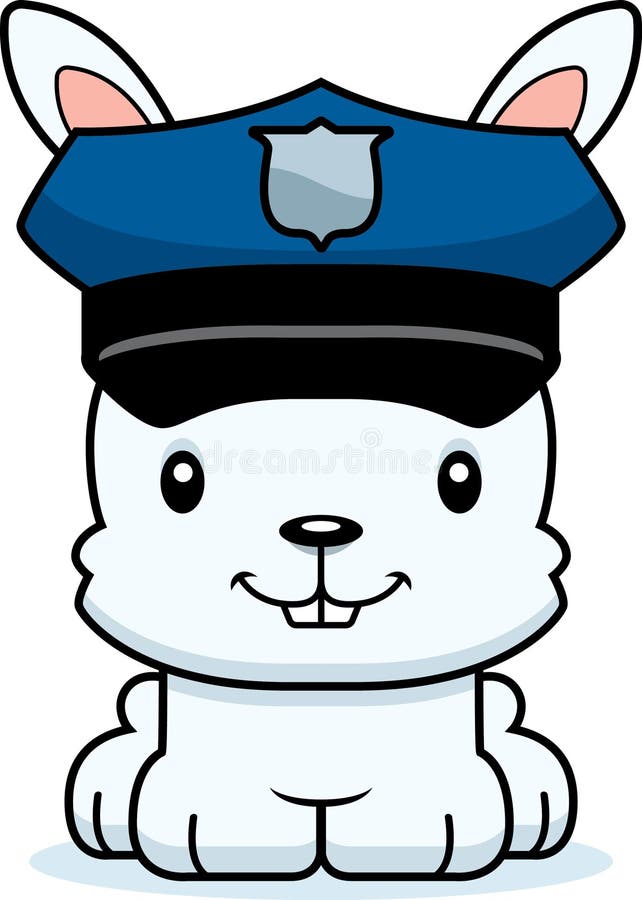Cartoon Smiling Police Officer Bunny Stock Vector - Illustration of ...