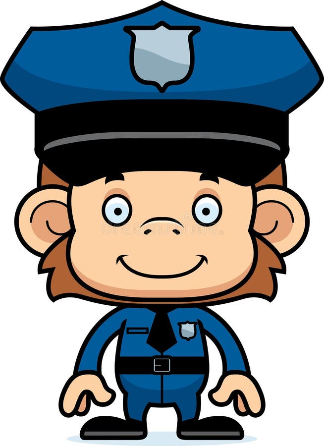 Cartoon Smiling Police Officer Monkey Stock Vector - Illustration of ...