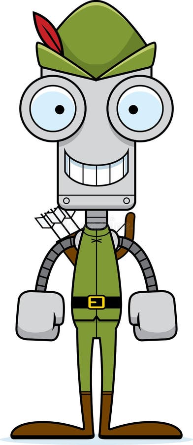 Cartoon Smiling Robin Hood Robot Stock Vector - Illustration of hood ...