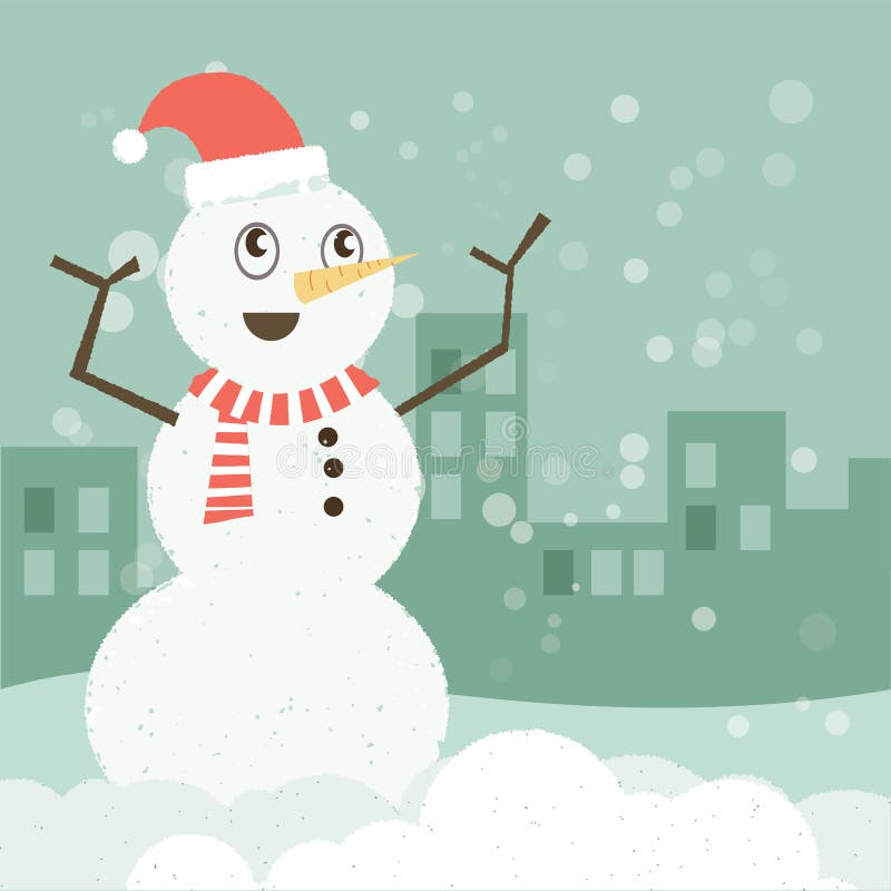 Cartoon smiling snowman stock vector. Illustration of snow - 100992618