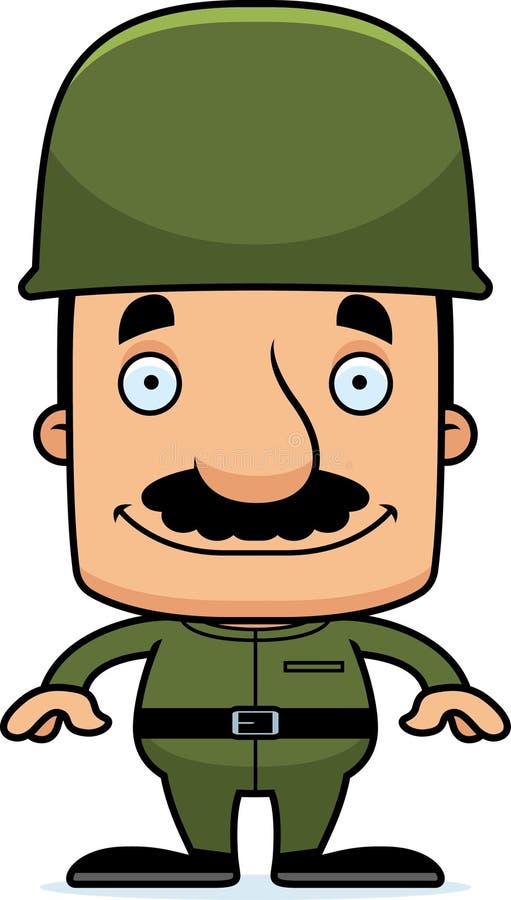 Cartoon Smiling Soldier Man Stock Vector - Illustration of mustache ...