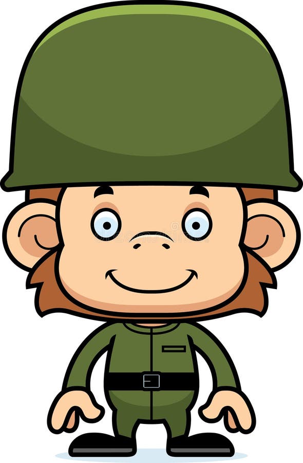 Cartoon Smiling Soldier Monkey Stock Vector - Illustration of clip ...