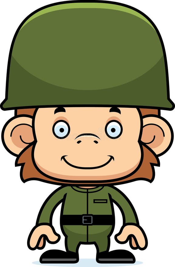 Cartoon Smiling Soldier Monkey Stock Vector - Illustration of clip ...