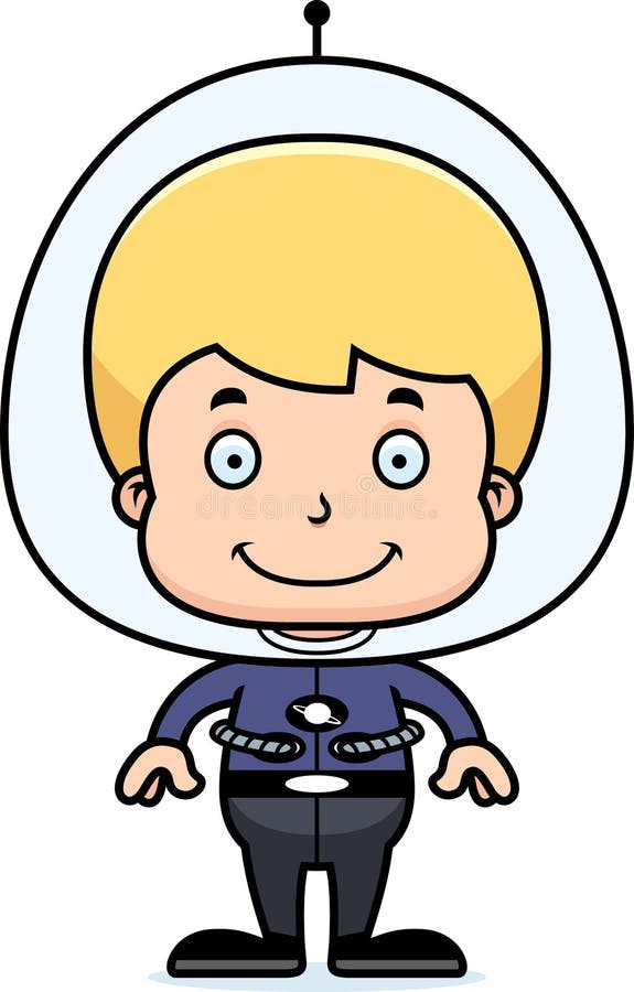 Cartoon Smiling Spaceman Boy Stock Vector - Illustration of person ...