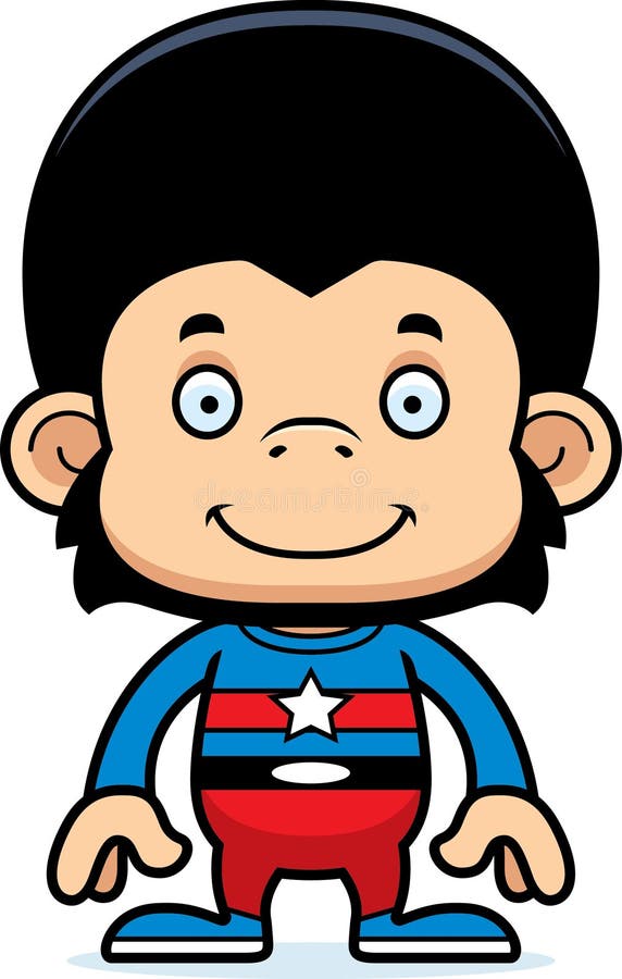 Cartoon Smiling Superhero Chimpanzee Stock Vector - Illustration of ...