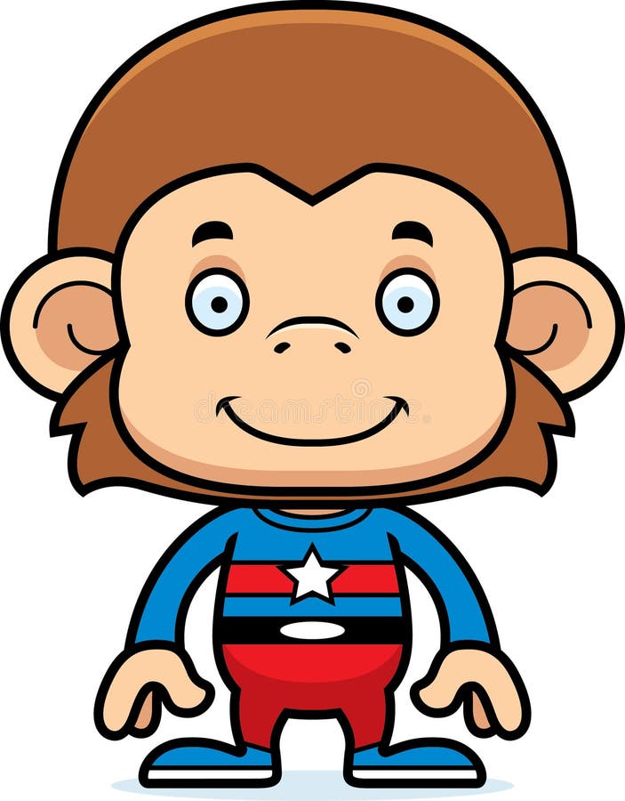 Cartoon Smiling Superhero Monkey Stock Vector - Illustration of animal ...