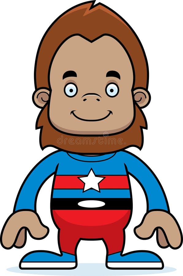 Cartoon Smiling Superhero Sasquatch Stock Vector - Illustration of ...