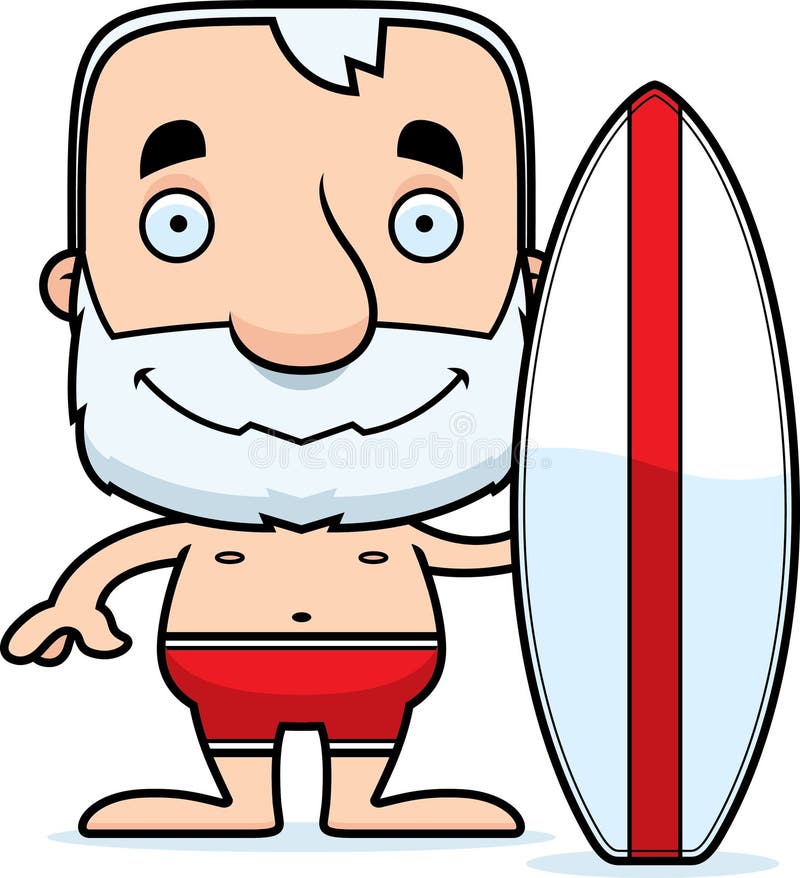 Cartoon Smiling Surfer Man stock vector. Illustration of swimsuit ...
