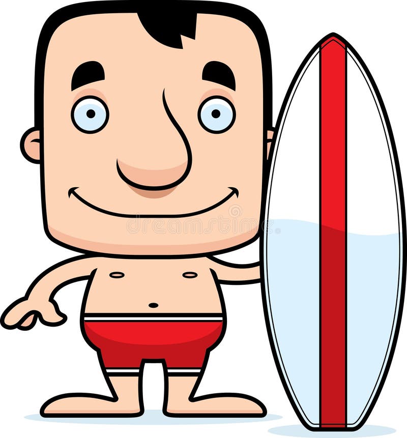 Cartoon Smiling Surfer Man stock vector. Illustration of clip - 55343870
