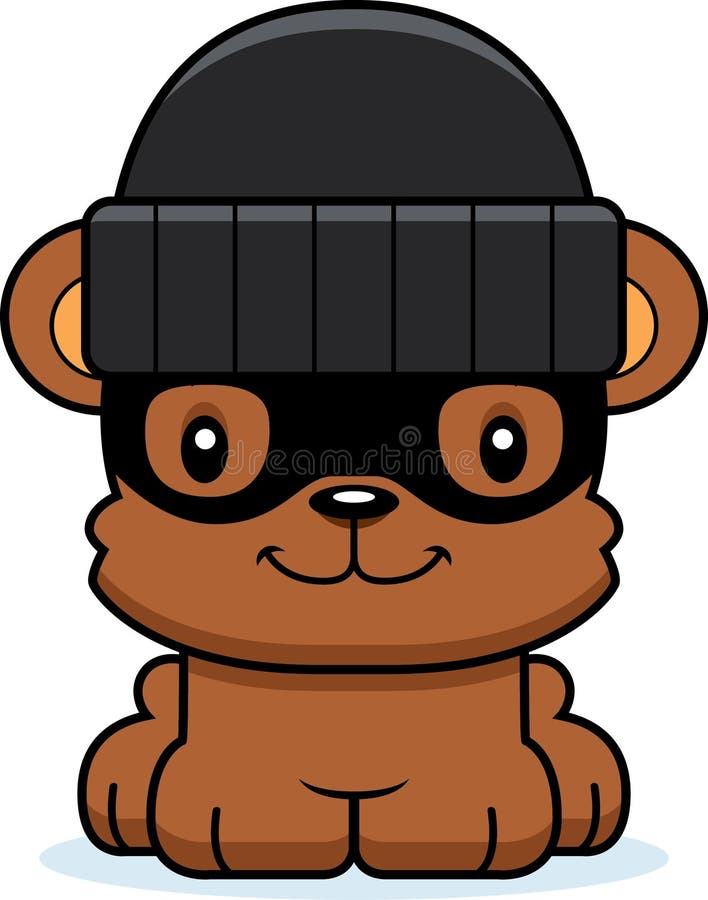 Cartoon Smiling Thief Bear stock vector. Illustration of vector - 55236731