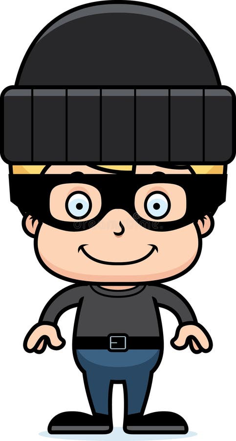 Cartoon Smiling Thief Boy stock vector. Illustration of disguise - 55480805