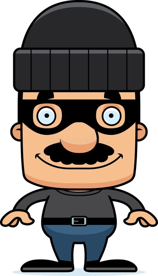 Cartoon Smiling Thief Man stock vector. Illustration of mask - 55343503