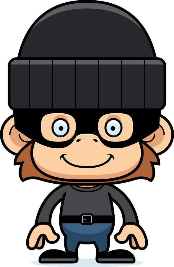 Cartoon Smiling Thief Monkey Stock Vector - Illustration of happy ...