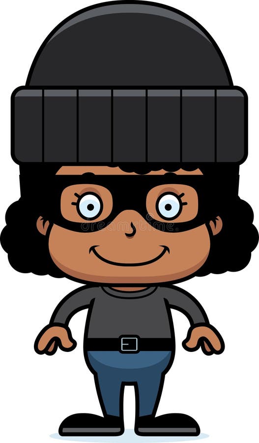 Cartoon Smiling Thief Girl stock vector. Illustration of criminal ...
