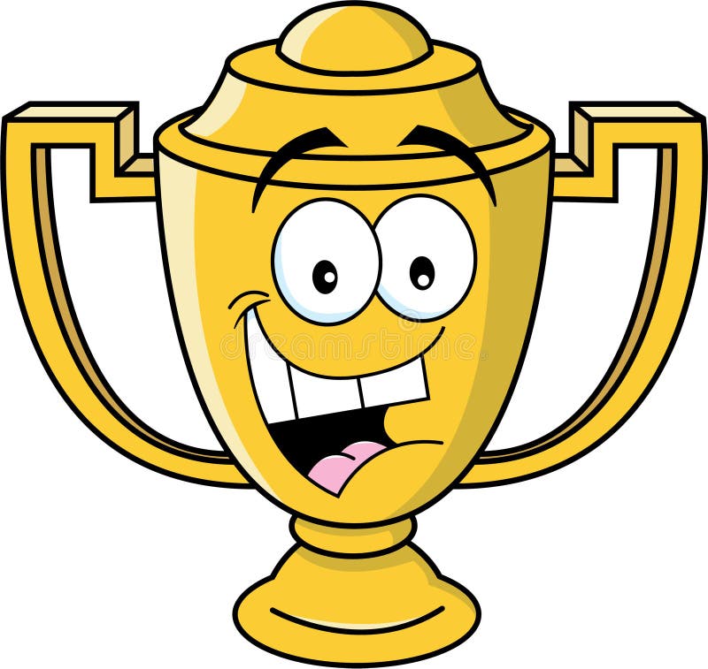 Cartoon smiling trophy cup stock vector. Illustration of gold - 37708655