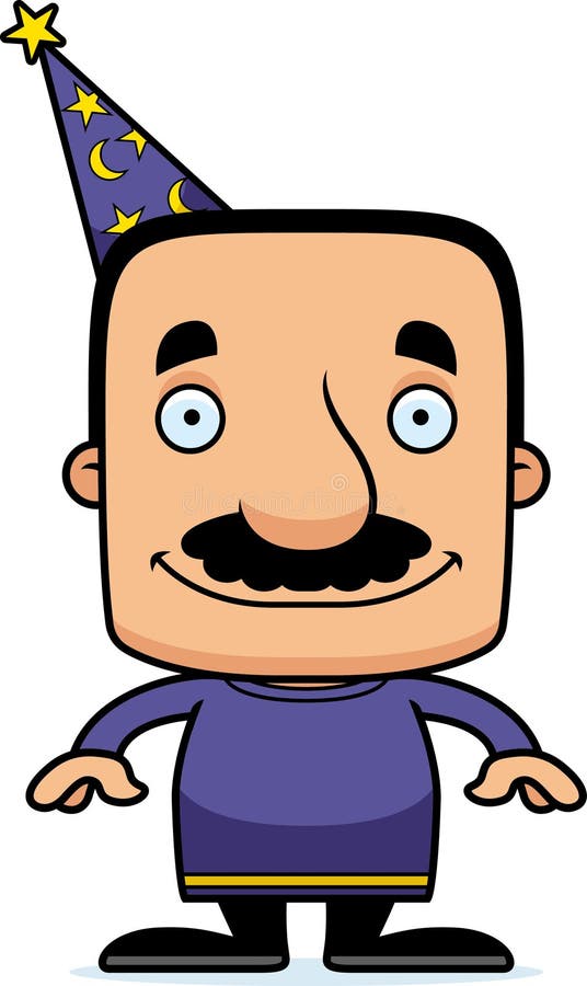 Cartoon Smiling Wizard Man stock vector. Illustration of magic - 55343536