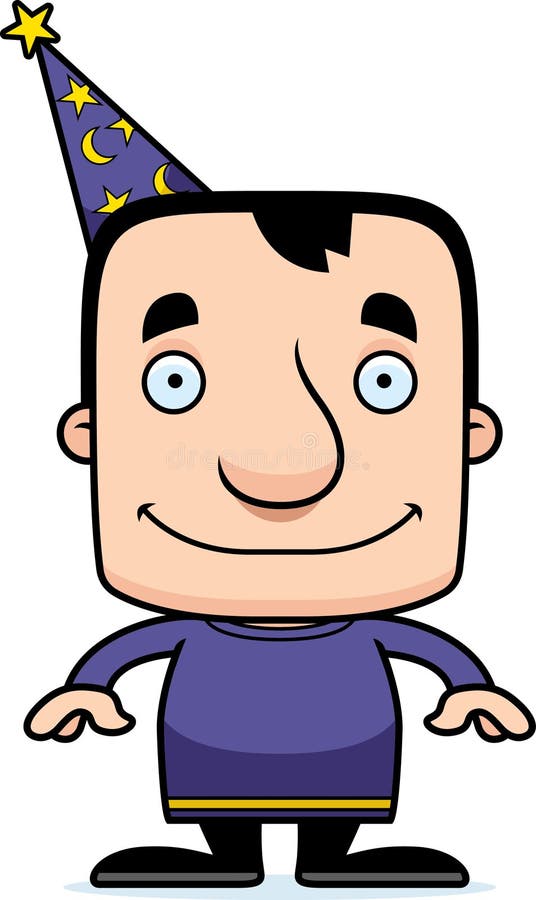 Cartoon Smiling Wizard Man stock vector. Illustration of sorcerer ...
