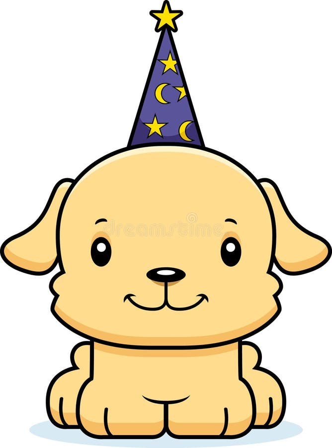 Cartoon Smiling Wizard Puppy Stock Vector - Illustration of animal ...