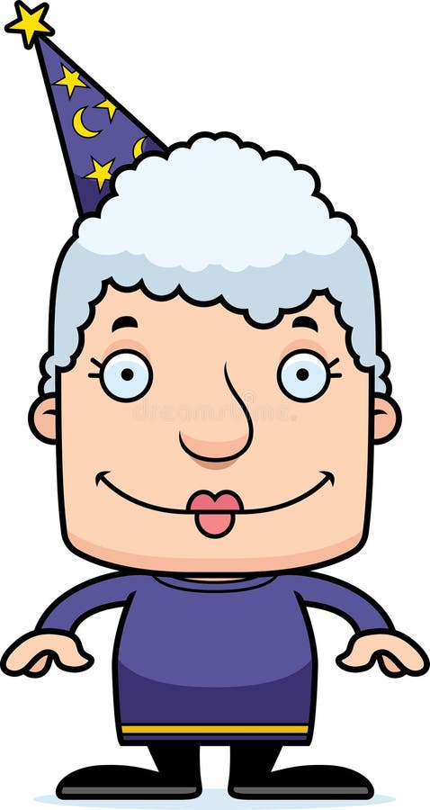 Cartoon Smiling Wizard Woman Stock Vector - Illustration of person ...
