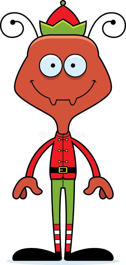 Cartoon Smiling Xmas Elf Ant Stock Vector - Illustration of clip ...