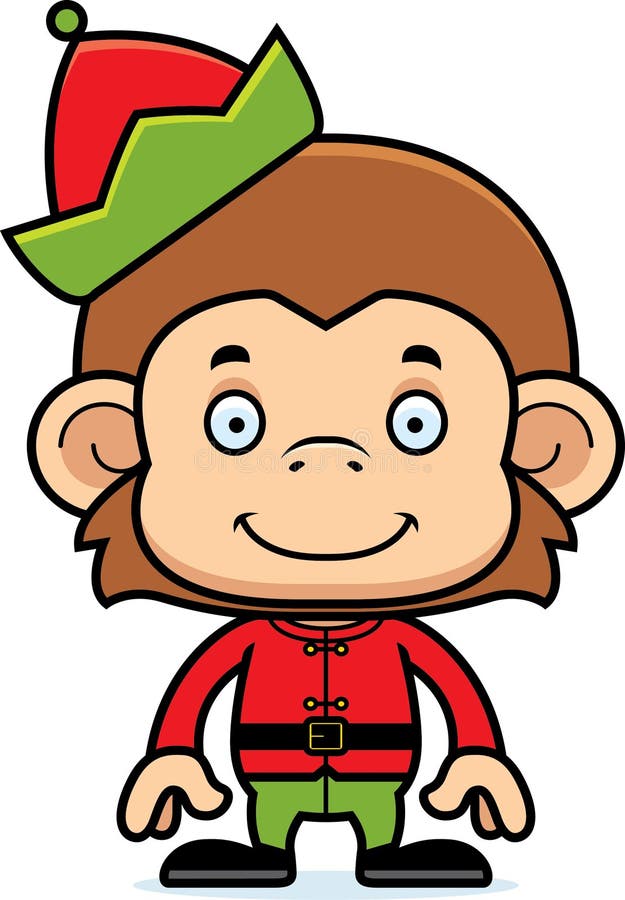 Cartoon Smiling Xmas Elf Monkey Stock Vector - Illustration of animal ...