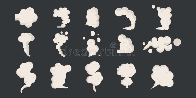 Cartoon Smoke Steam and Puff Vector Elements Set Stock Illustration ...