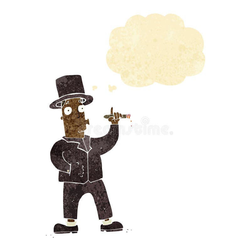 Cartoon Smoking Gentleman with Thought Bubble Stock Illustration ...